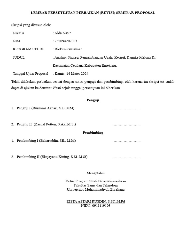 LEMBAR PERSETUJUAN PERBAIKAN Alda | PDF