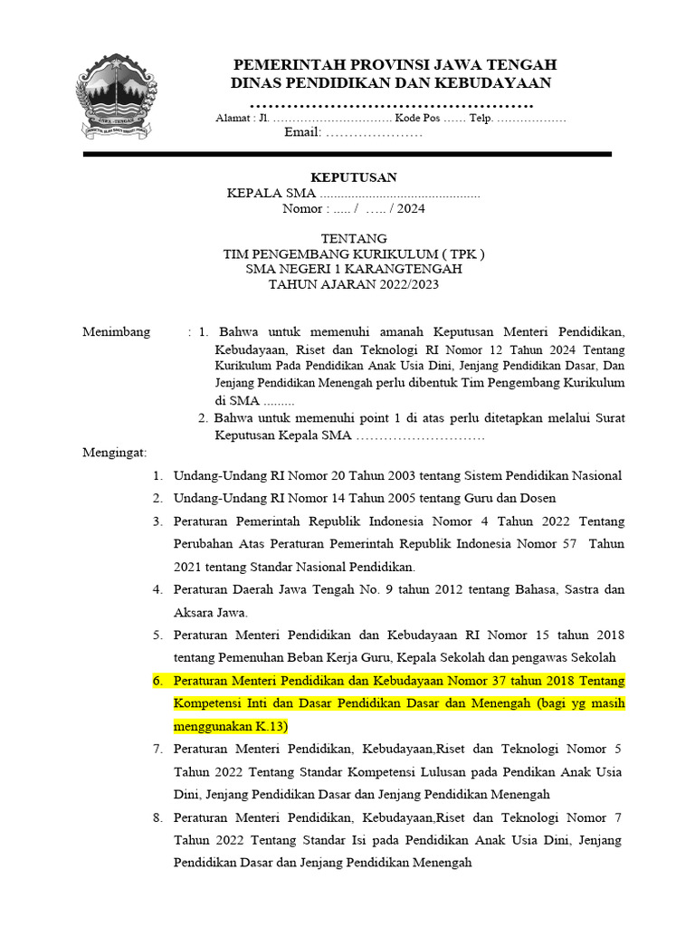 Contoh SK TPK 2024 | PDF