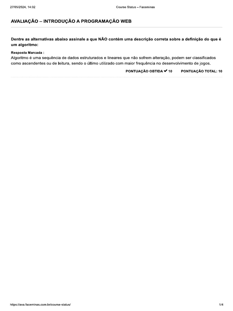Avaliação de Introdução a Programação Web | PDF