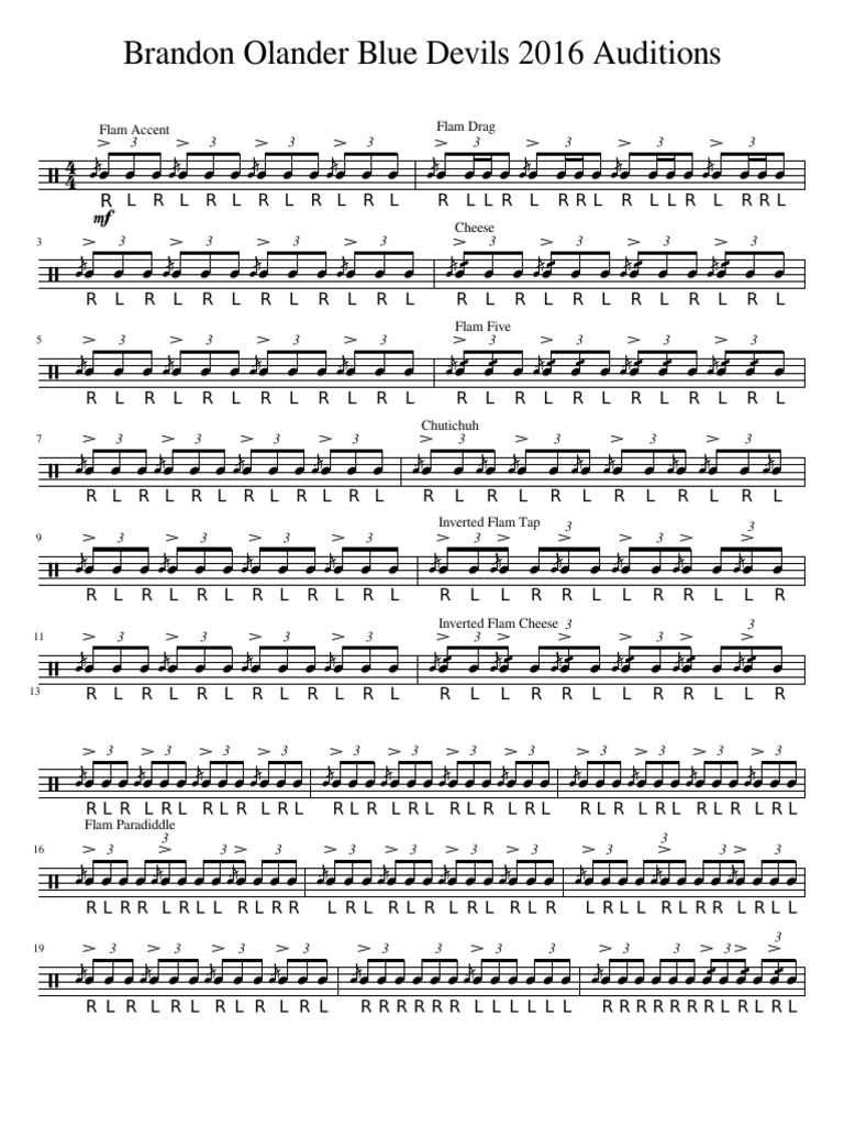 Brandon_Olander_Blue_Devils_2016_Auditions | Download Free PDF | Drumming | Rhythm And Meter