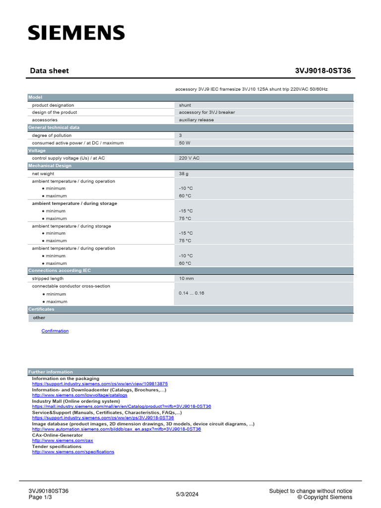 3VJ90180ST36 Datasheet en | PDF | Alternating Current | Electrical ...