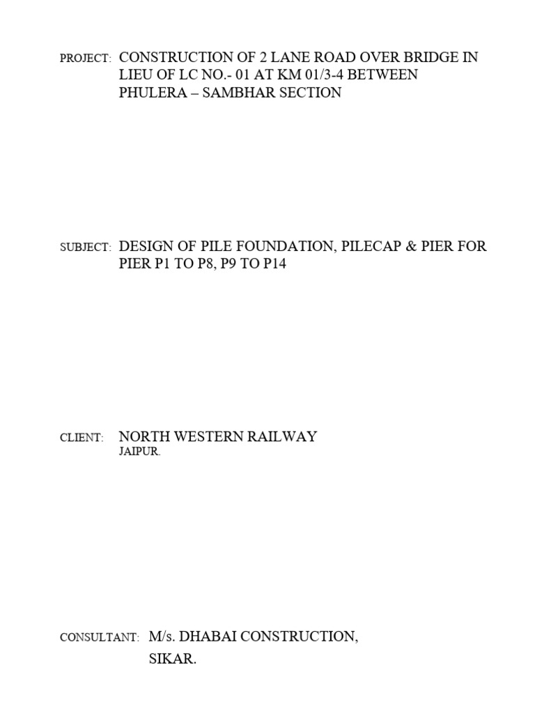 Pile, Pilecap & Pier For Pier P1 To P8, P9 To P14 | PDF | Strength Of Materials | Young's Modulus