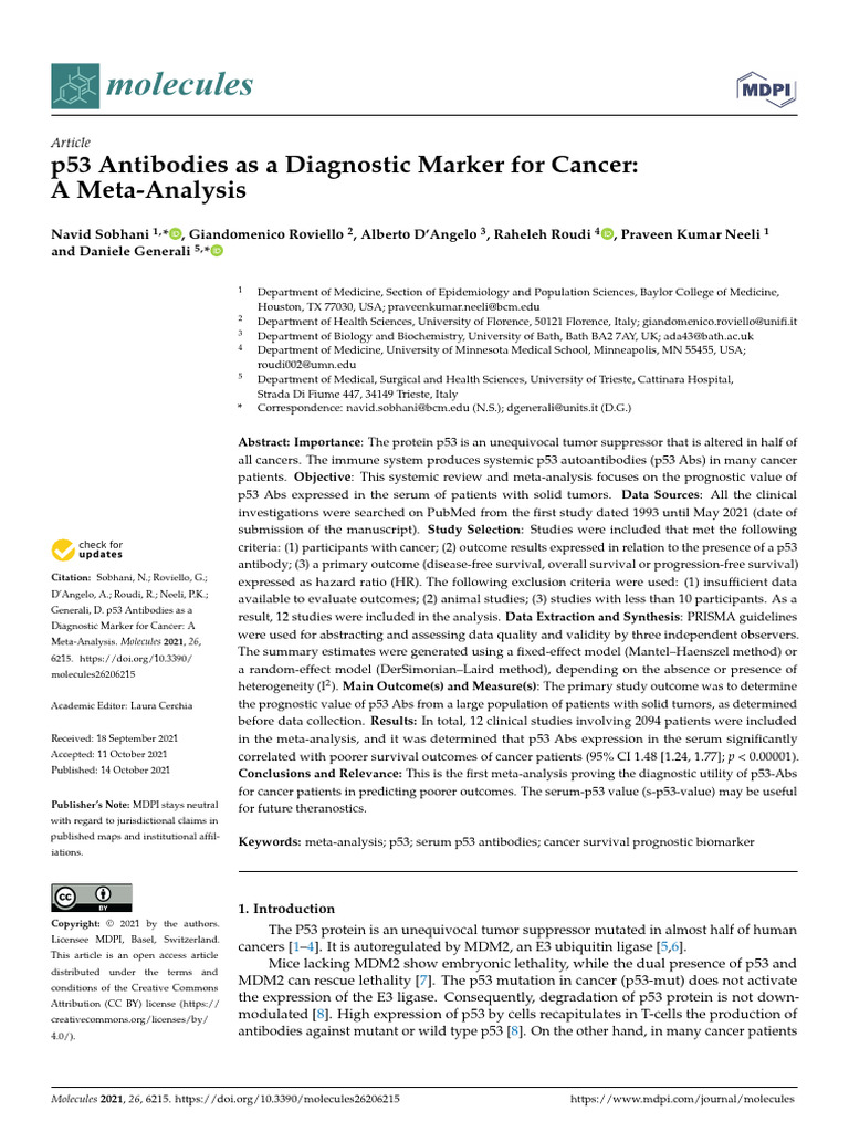 Molecules 26 06215 v2 | PDF | Cancer | Meta Analysis