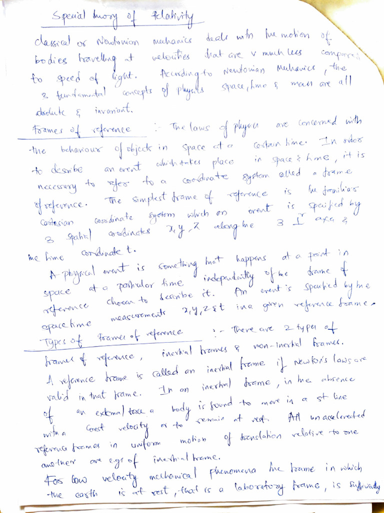 Special Theory of Relativity 1 | PDF