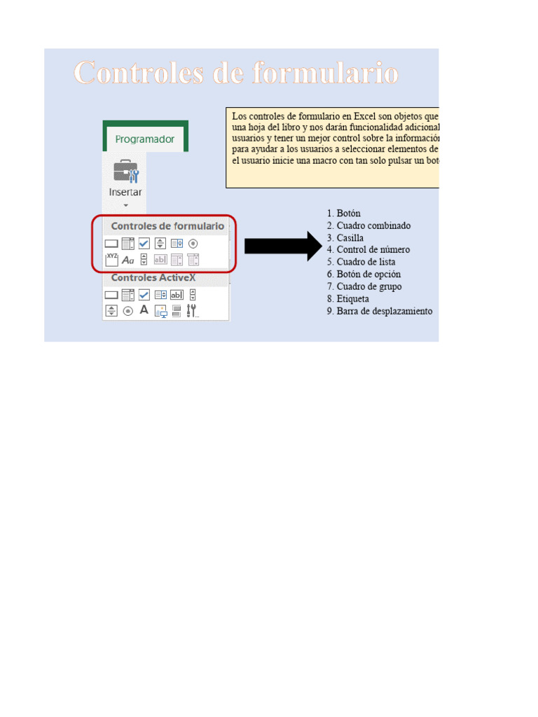 Controles de formulario en Excel | PDF | Ingeniería Informática | Informática