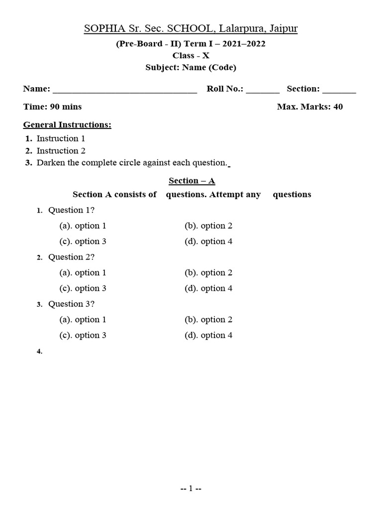 Template QuestionPaper | PDF