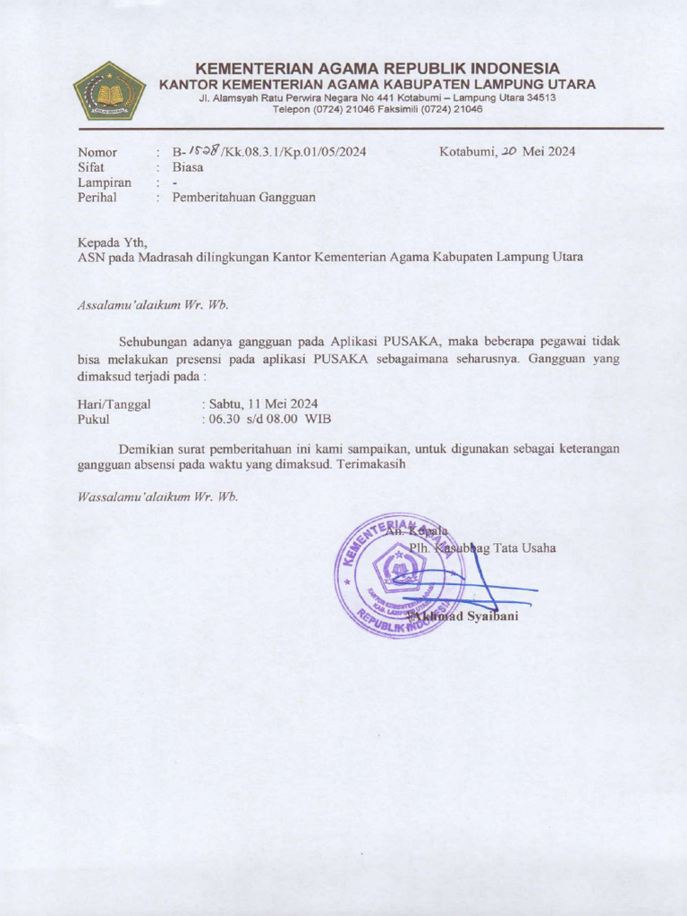 Surar Eror11052024 Pagi (Khusus Madrasah) - Compressed | PDF