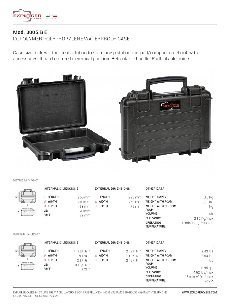 Mod. 3005.B E: Copolymer Polypropylene Waterproof Case | PDF