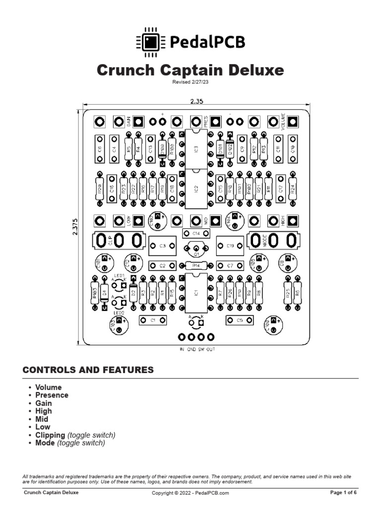 CrunchCaptainDeluxe PedalPCB | PDF | Electrical Engineering | Computer Engineering