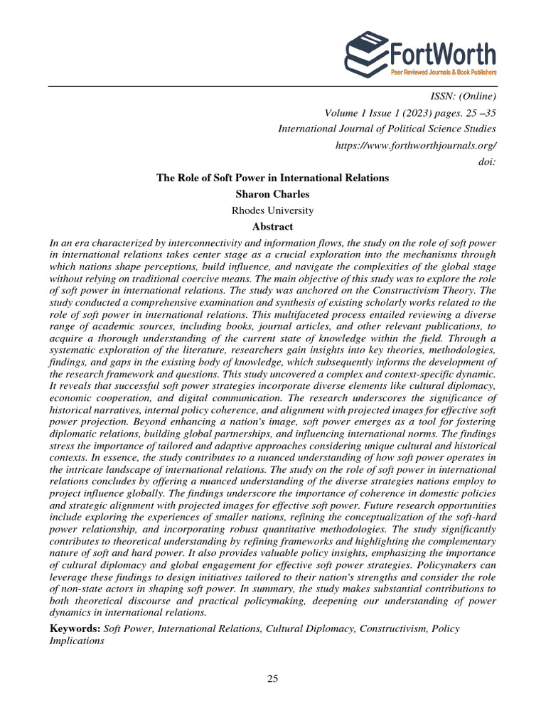 Soft Power in Global Politics | PDF | Soft Power | International Relations