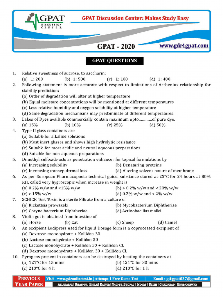 Privious Year Question 2020 | PDF