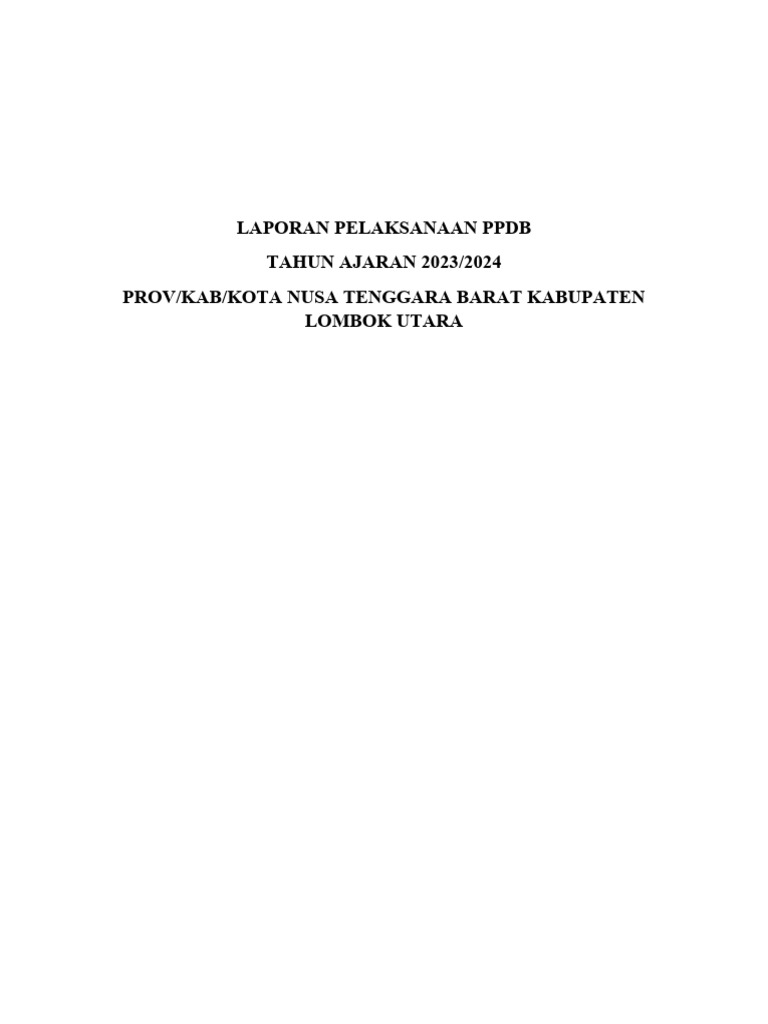 Format Laporan Pelaksanaan PPDB Ta 2023 - 2024 (Pemda) | PDF
