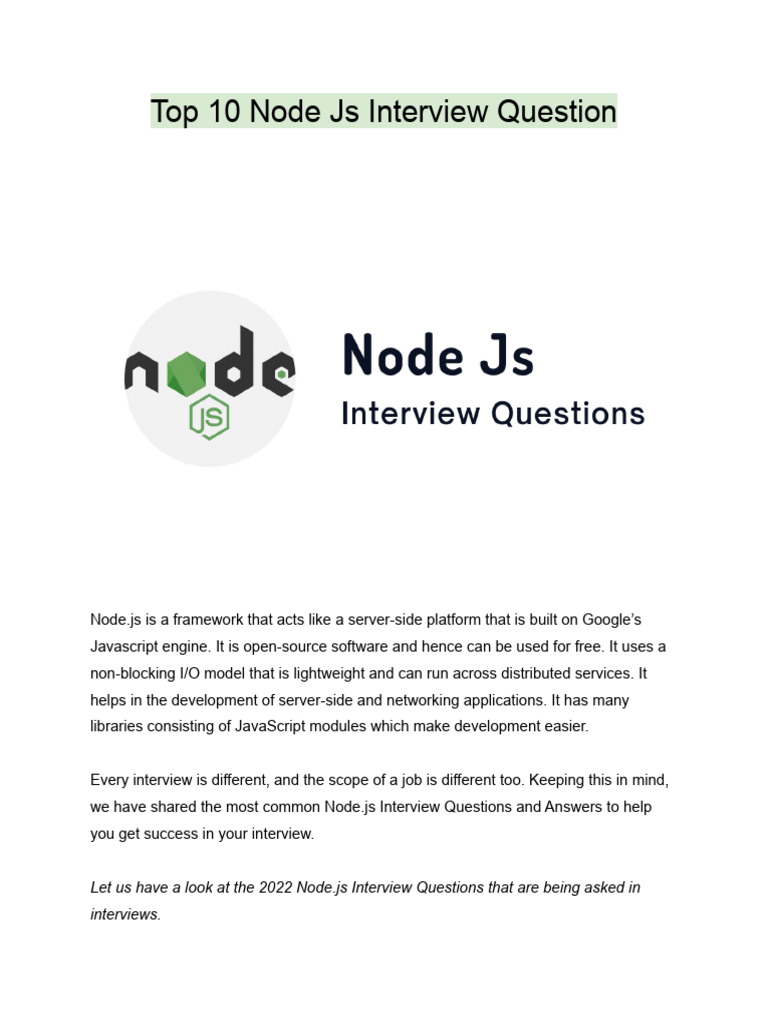 NodeJS Interview | PDF | Computer Science | Information Technology NodeJS Interview | PDF | Computer Science | Information Technology