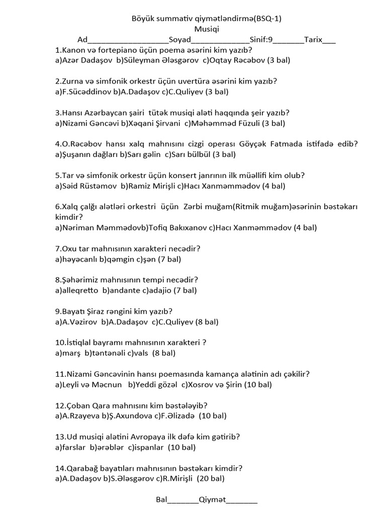 BSQ-1,9-cu Sinif | PDF