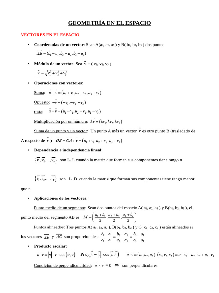 Geometría en El Espacio | PDF | Vector Euclidiano | Física Matemática