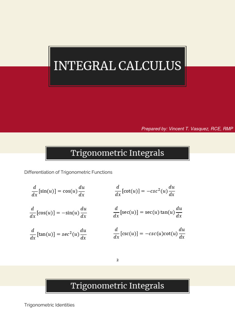 Trigonometric Function Integration Pdf Trigonometric Functions Integral
