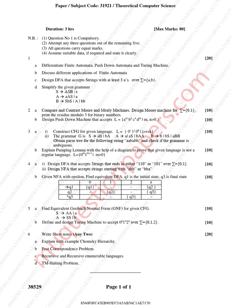Be Computer Engineering Semester 5 2023 December Theoretical Computer Sciencerev 2019 C Scheme ...