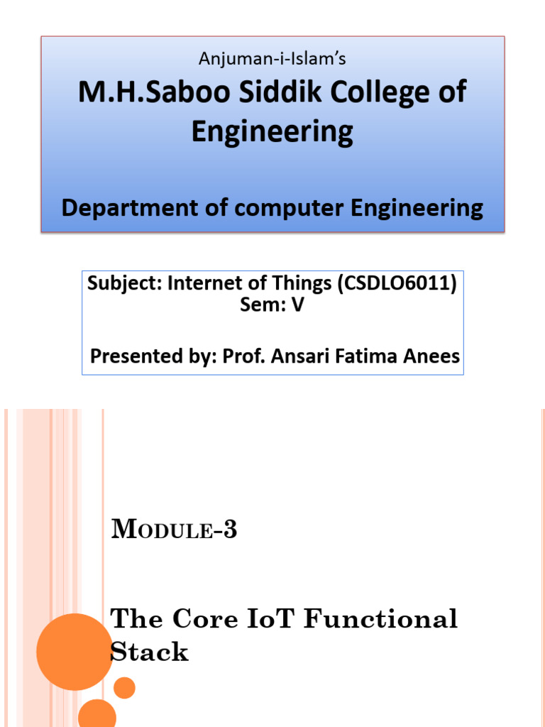 Module-3 Core IoT Functional Stack | PDF | Computer Network | Internet Of Things