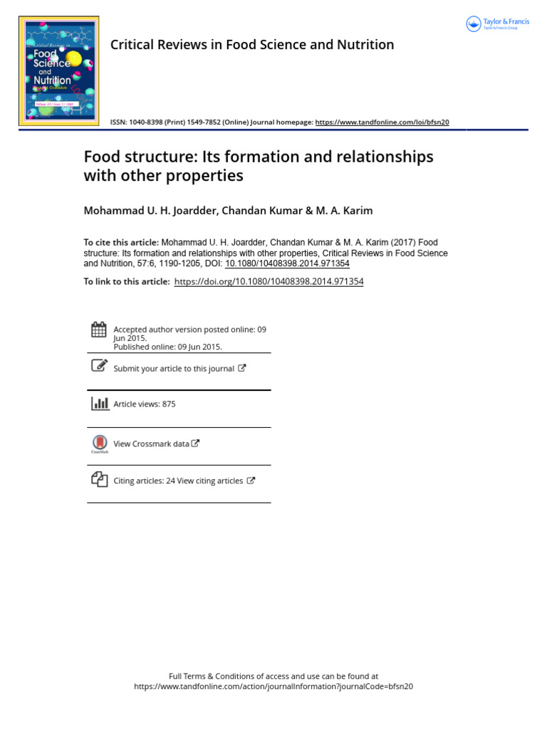 Food Structure Its Formation and Relationships With Other Properties ...