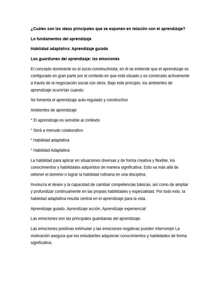 Emociones y Aprendizaje Adaptativo | PDF | Aprendizaje | Las emociones