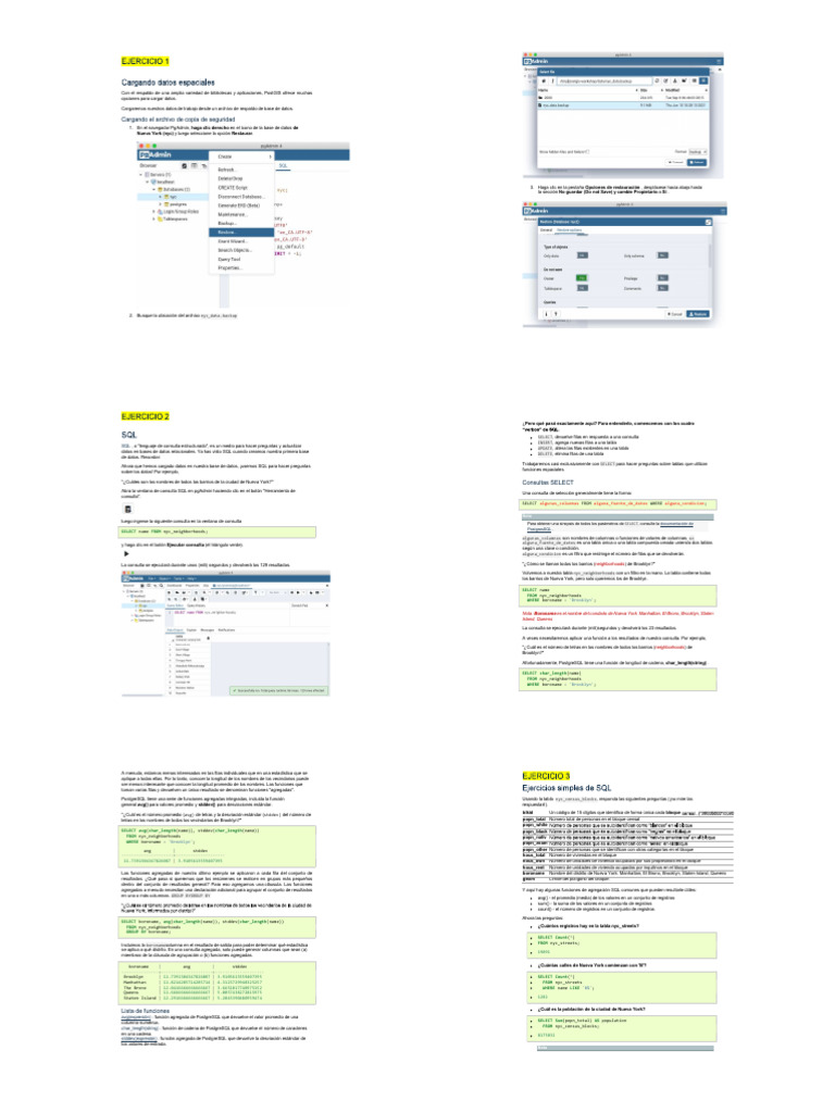 Carga y Consultas SQL en PostGIS | PDF | SQL | Bases de datos
