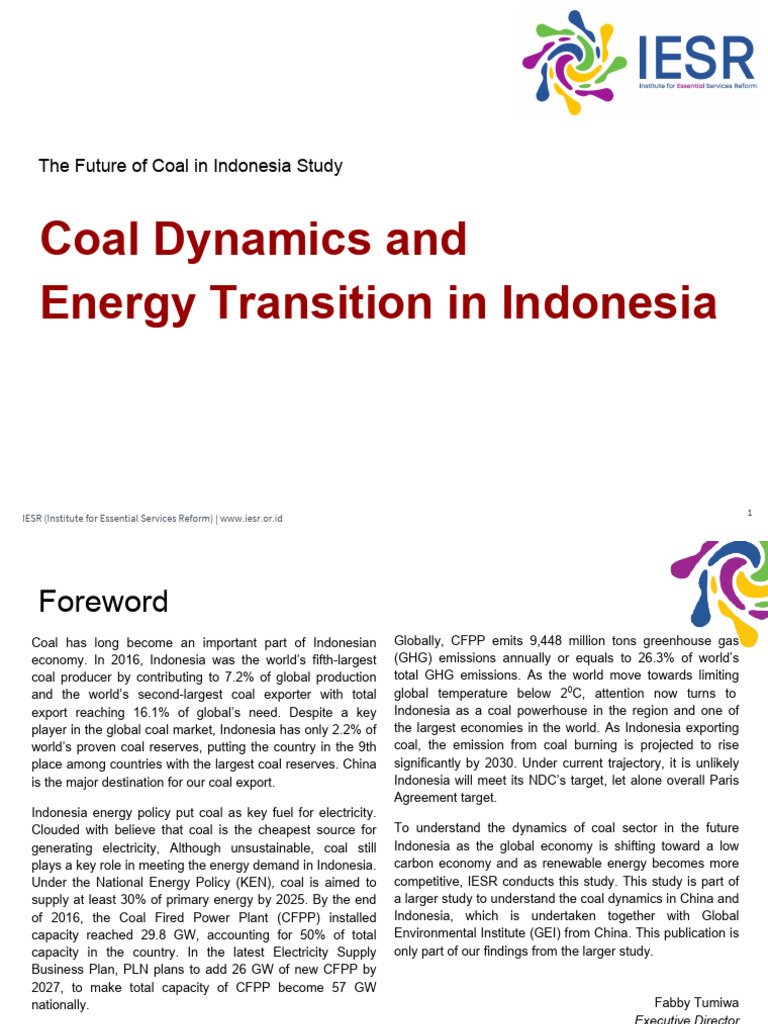 Coal Dynamics and Energy Transition Indonesia | PDF | International ...