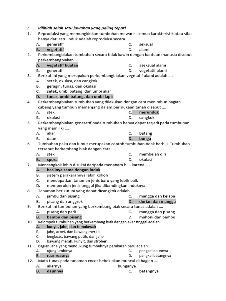 Latihan Soal 2 Pas Bio | PDF