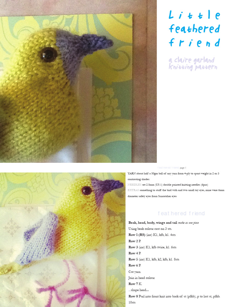 Feathered Friend - Free Pattern | PDF | Knitting | Yarn