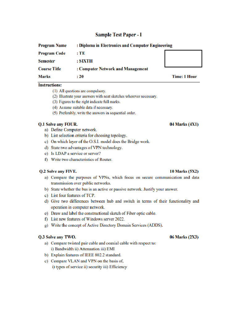 Sample Question Paper | PDF