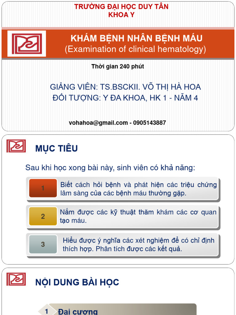 IMD 352 Kham Benh Ve Mau 2023F Lecture Slides 1 | PDF