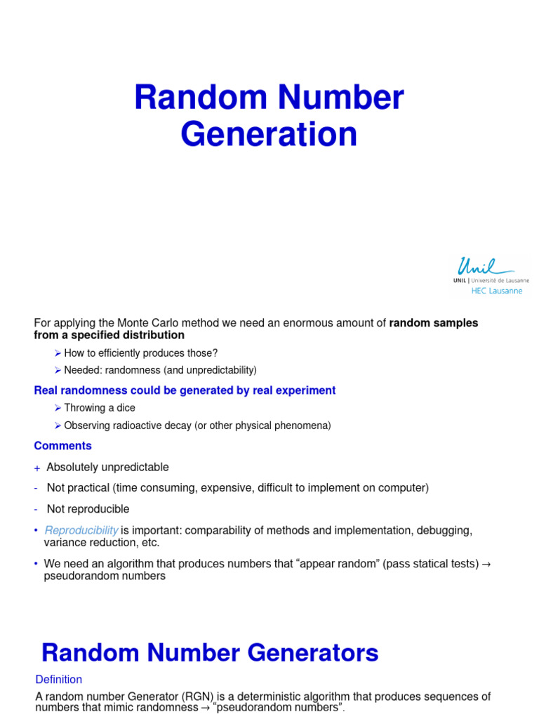 Chapter 2 - Random Number Generation | PDF | Randomness | Statistics