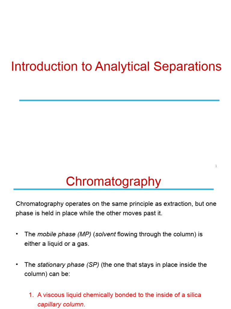 04 - Introduction To Analytical Separations | PDF | Chromatography | Elution