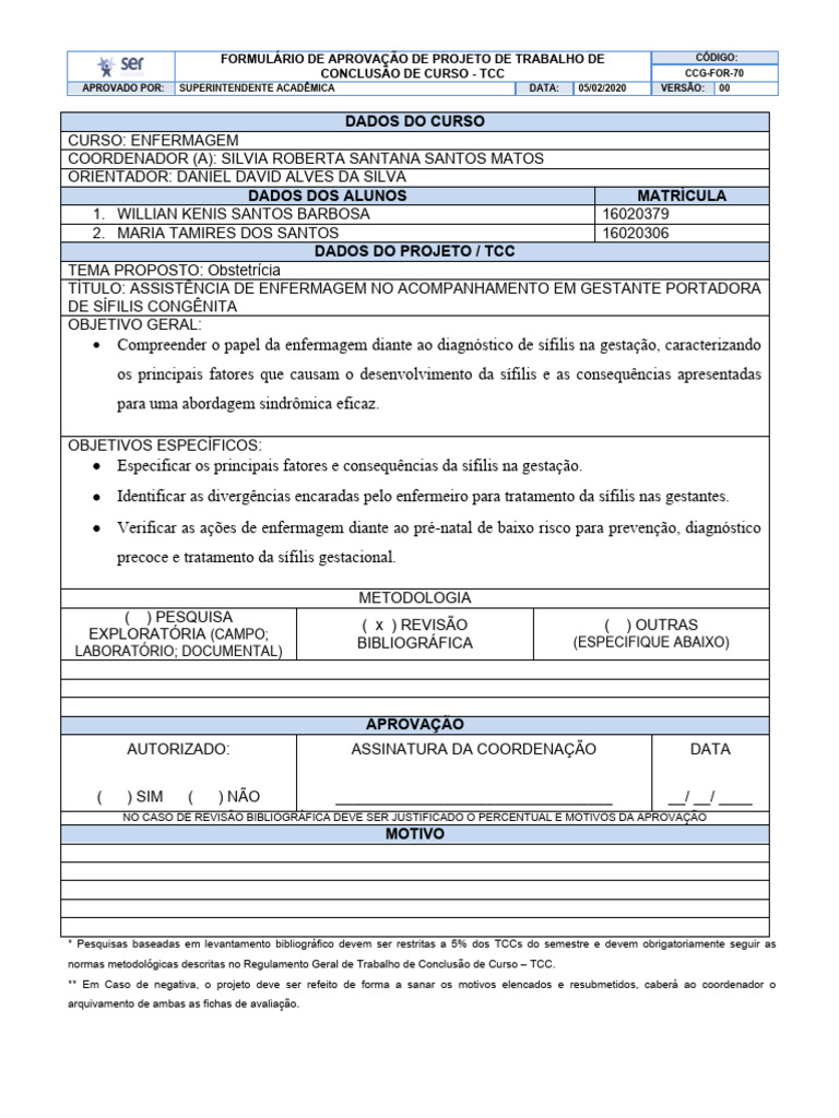CCG-FOR-70 - (Enfermagem) WILLIAN | PDF | Enfermagem | Gravidez