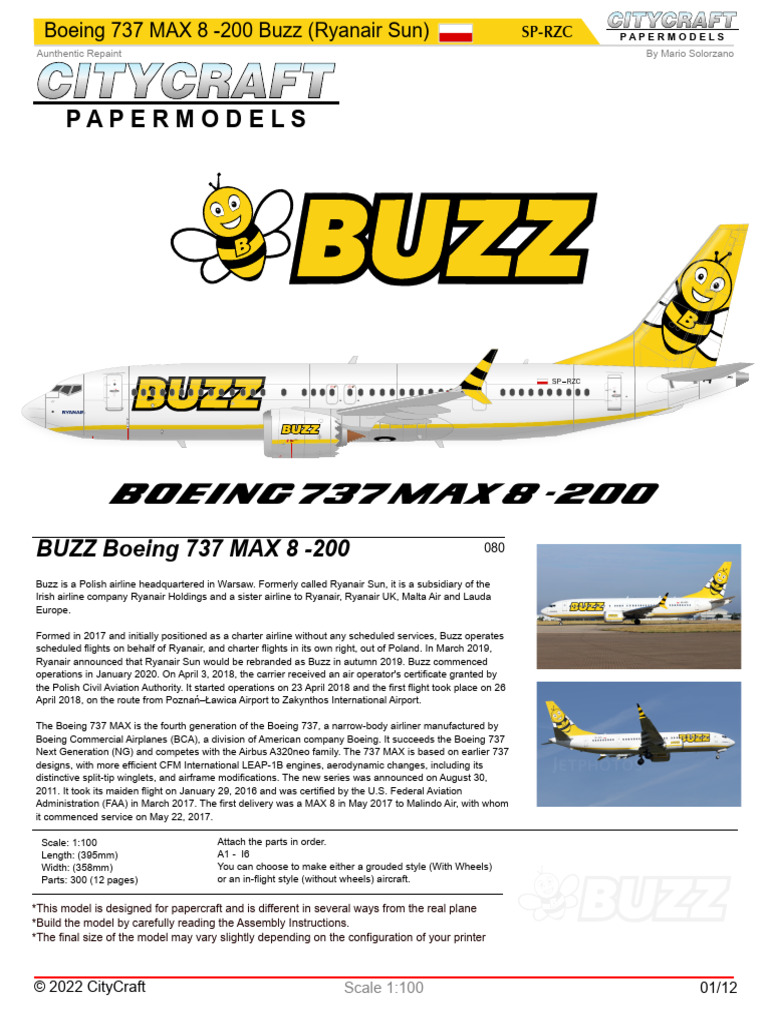Boeinf 737 MAX 8 Buzz 1 - 100 | PDF | Aerospace | Jet Aircraft