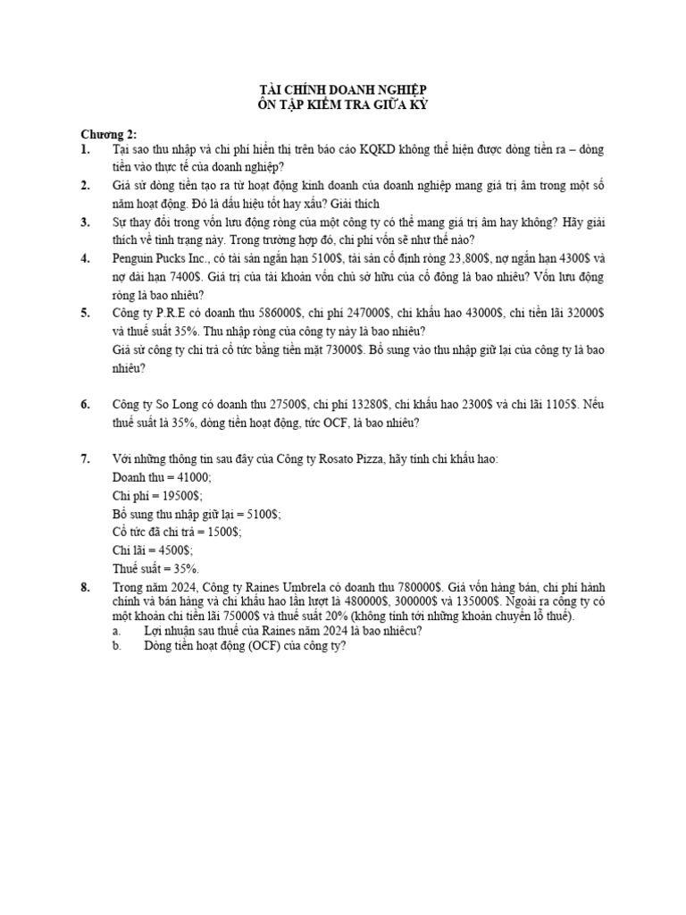 Ôn tập giữa kỳ - TCDN - SV | PDF