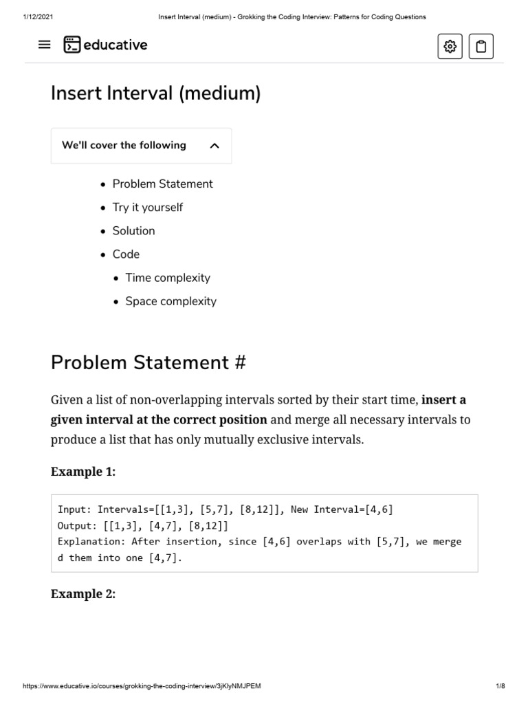 47-Insert Interval (Medium) - Grokking The Coding Interview - Patterns For Coding Questions ...