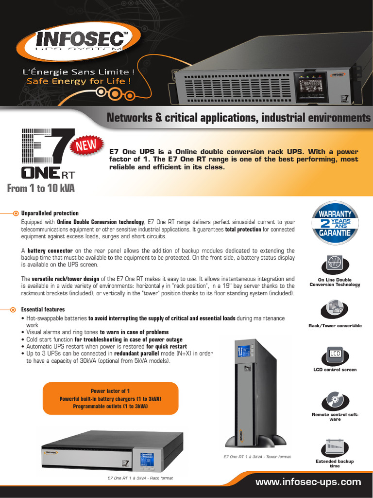Infosec Specifications E7 ONE RT | PDF | Computer Network | Electricity