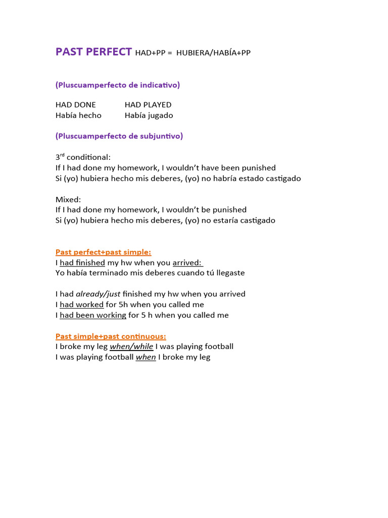 Past Perfect - Past Cont | PDF