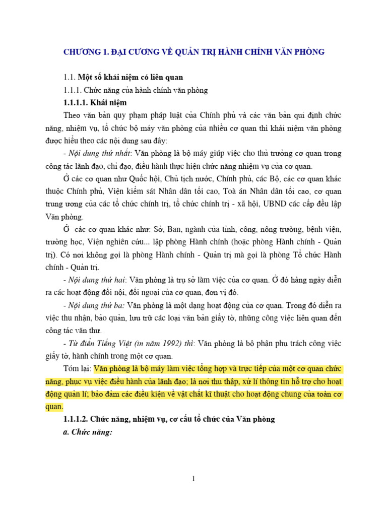 Bai Giang QTHCVP | PDF