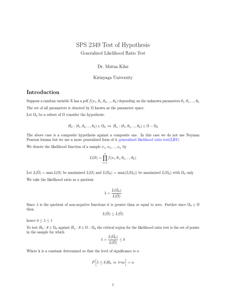 Toh Notes Pdf Statistical Theory Statistics