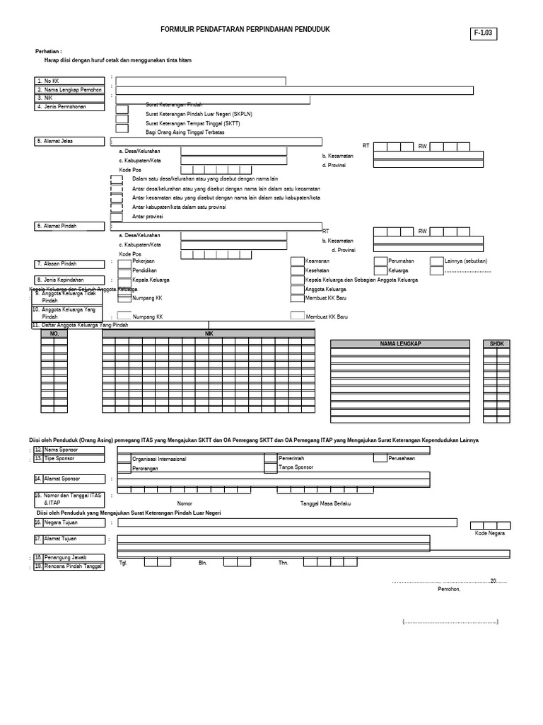 F1.03 Permohonan Pindah & SKTT | PDF