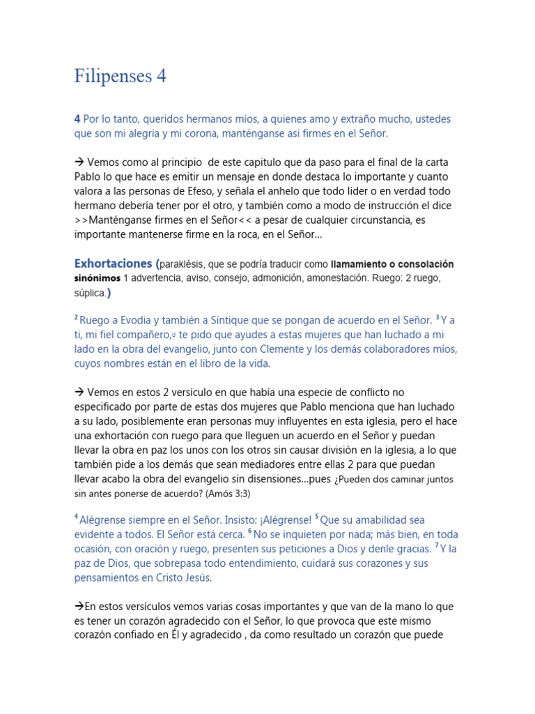 Filipenses 4 | PDF | Epístola a los filipenses | Biblia