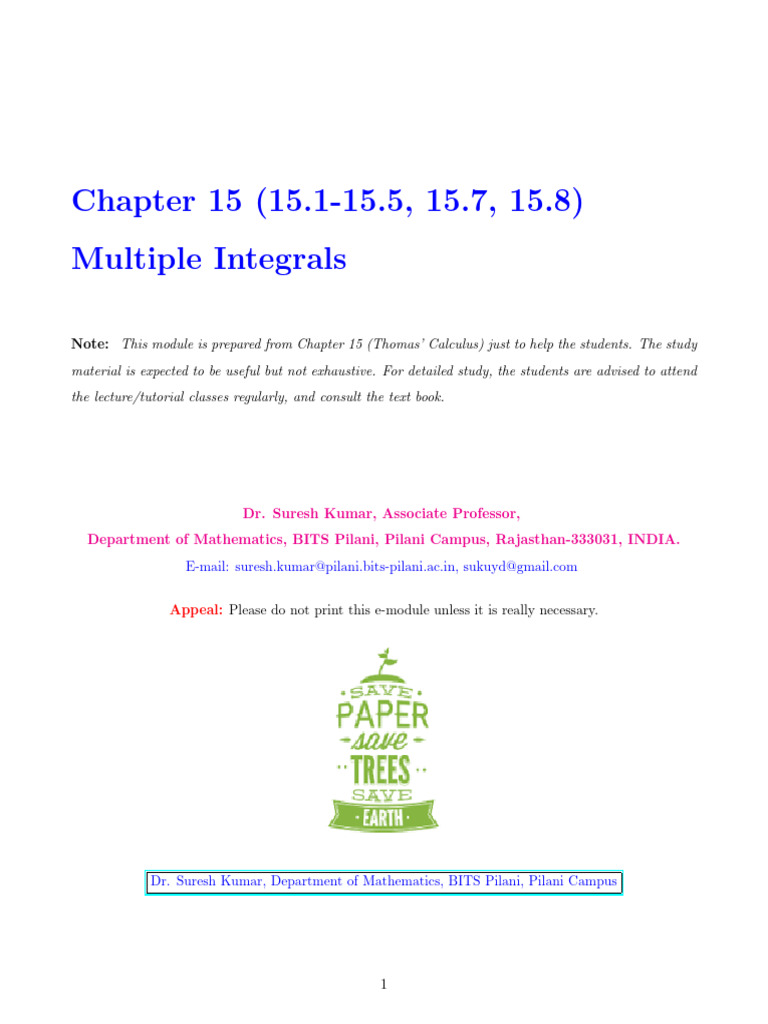 Multiple Integrals Overview and Methods | PDF | Coordinate System | Integral