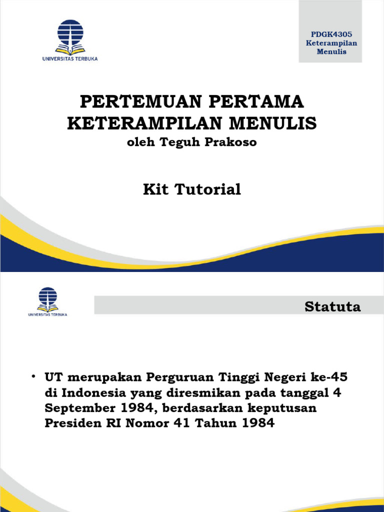 Pertemuan 1 Keterampilan Menulis-Kit Tutorial | PDF | Karier & Perkembangan | Sains & Matematika