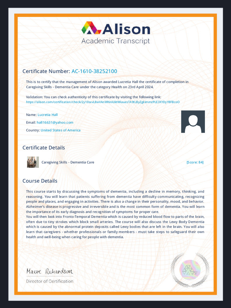 Alison Transcript 1610 38252100 | PDF | Career & Growth | Self-Improvement