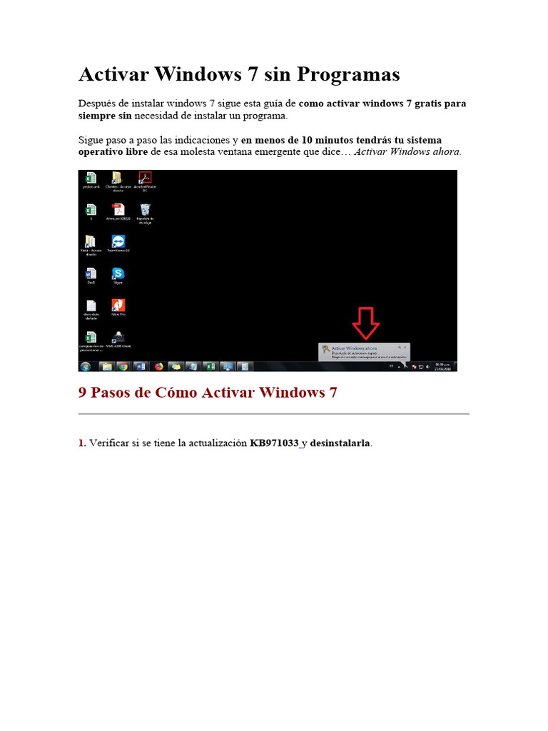 Activar Windows 7 Sin Programas | PDF | Windows 7 | Microsoft Windows