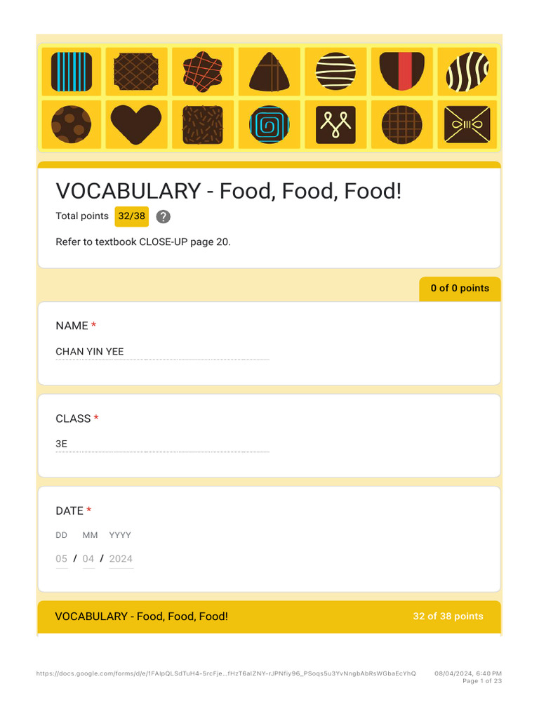 Food Vocabulary for Lunch Lessons | PDF | Cereals | Hamburgers