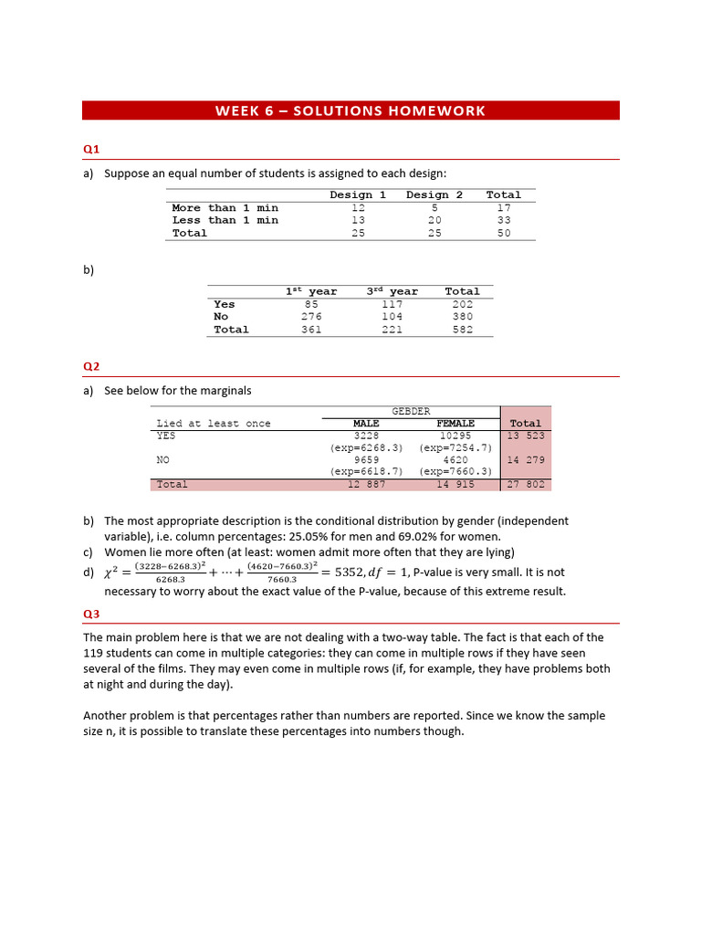 Solutions Homework Week 6 | PDF | Student's T Test | Confidence Interval