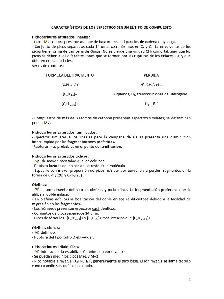 Espectros de Hidrocarburos y Compuestos Orgánicos | PDF | Alqueno ...
