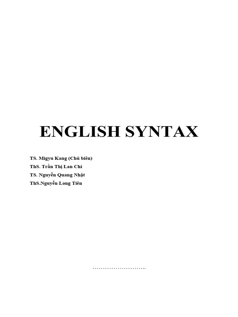 English Syntax | PDF | Adverb | Verb